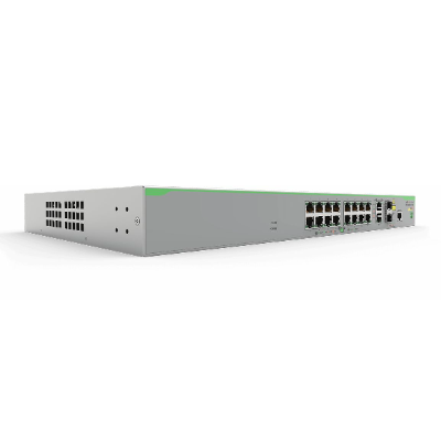 CSD | Allied Telesis 16-port PoE Switch, 16x 10/100TX RJ-45+ 2x Gigabit Combo RJ-45/SFP Uplink