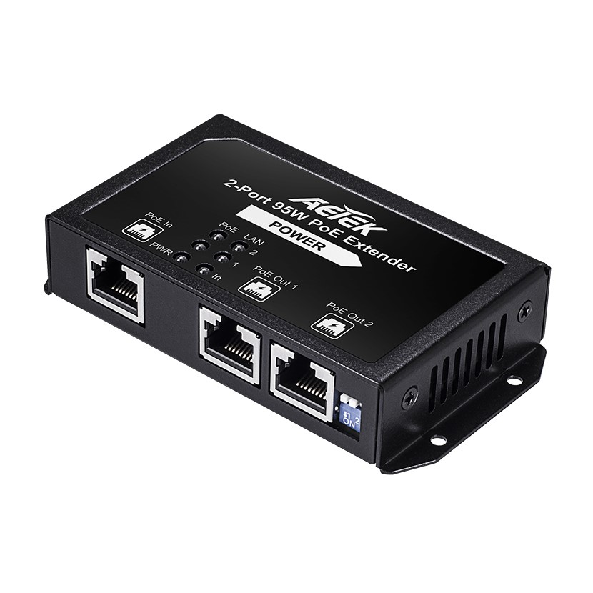 CSD | Aetek 2 Port Indoor Passive PoE Extender, 100m Hop Max, Daisy-chain