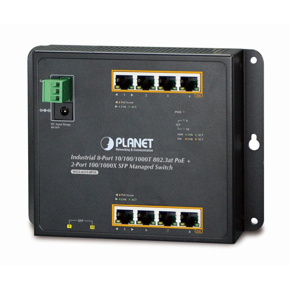 CSD | Planet 8-Port Industrial Switch, L2 Managed, 2 SFP Ports, -40 to ...
