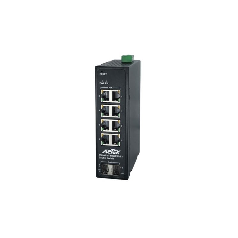 CSD | Aetek 8 Port Unmanaged 1Gb Industrial PoE Switch, 2x SFP, 240W ...