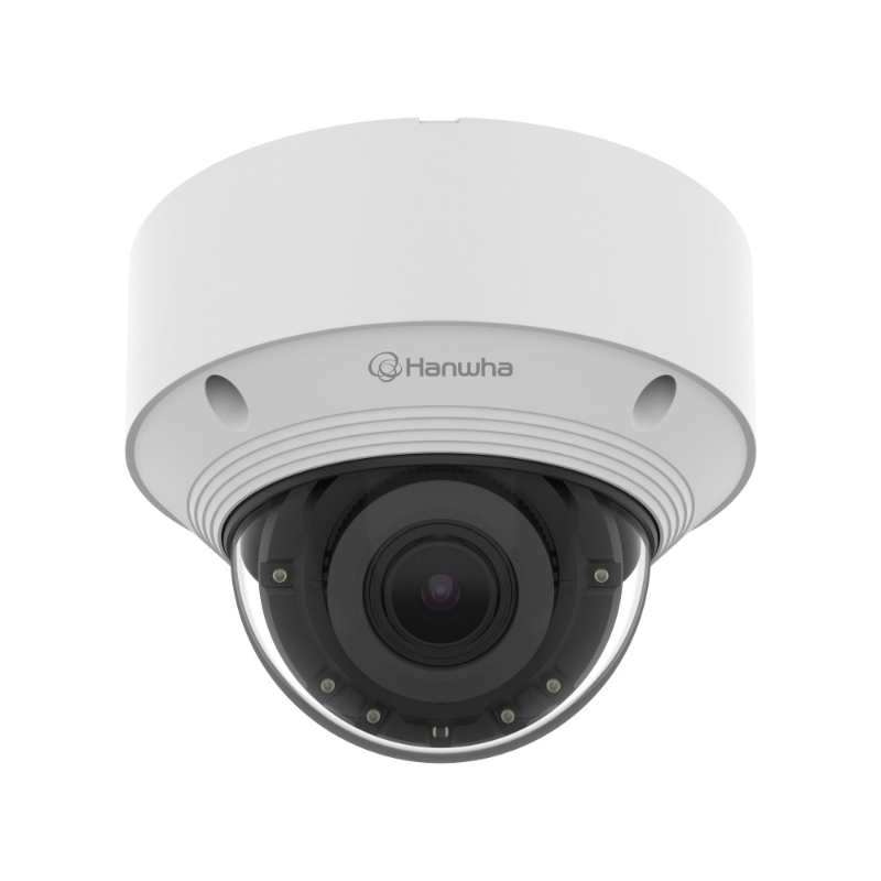 WESCO | Hanwha Q Core 5MP Outdoor AI Vandal Dome Camera, H.265, 30m IR, 30fps, IK10, 3.2-10.2mm